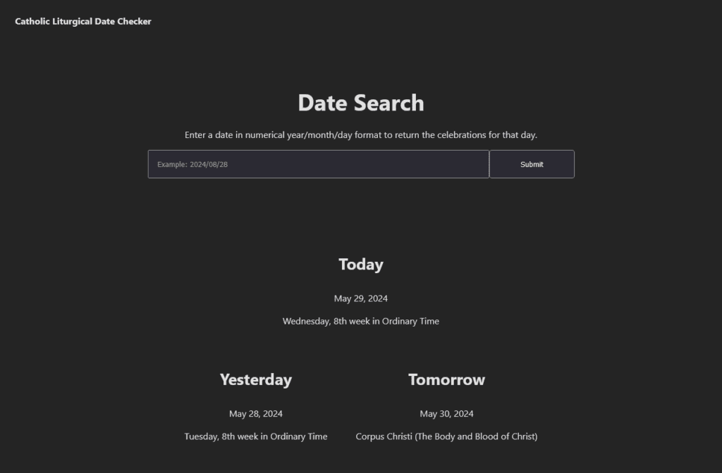 Liturgical Date Checker – Kate's Web Cave